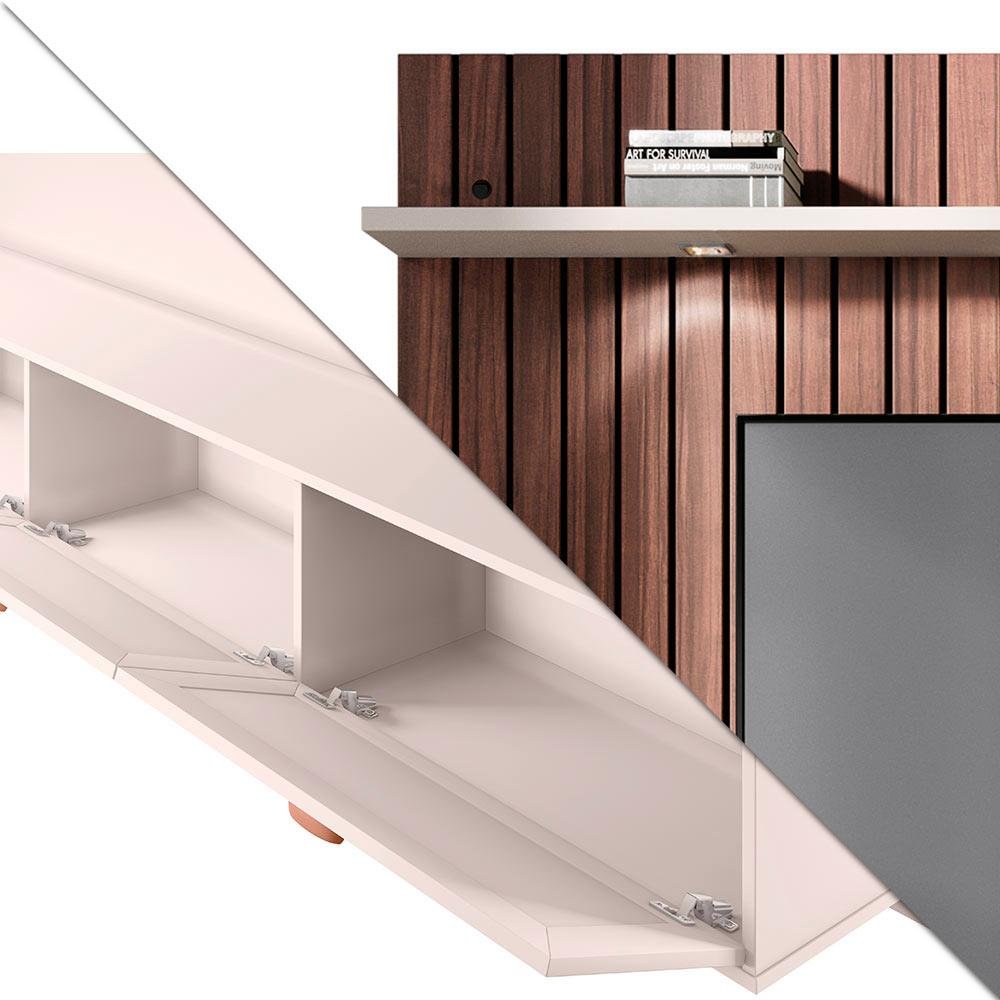 Painel Para TV Até 70 Polegadas Ripado Off White Nogueira Real Dali ...