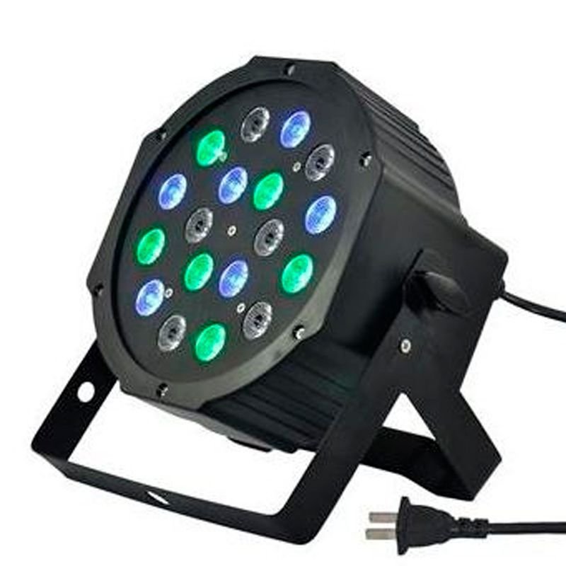 Iluminador de Palco Projetor Dj Flat Par Light 18 Leds Rgb Dmx Sound ...