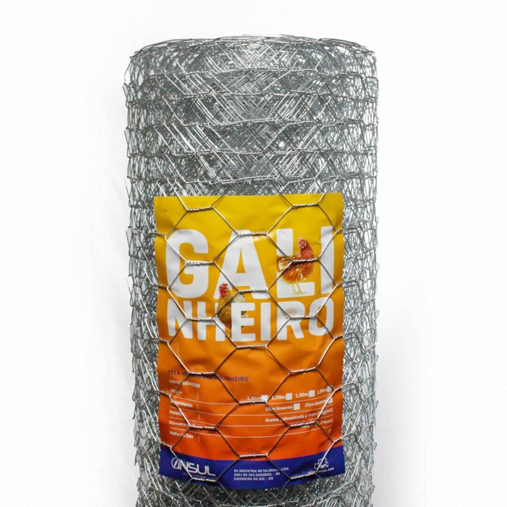 Tela para Galinheiro (Fio 18 1,24mm / Malha 5cm) - Rolo 25m x 1,80m ...