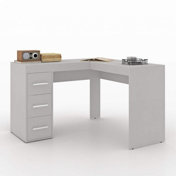 Escrivaninha em L com 3 Gaveta Vedere | MadeiraMadeira