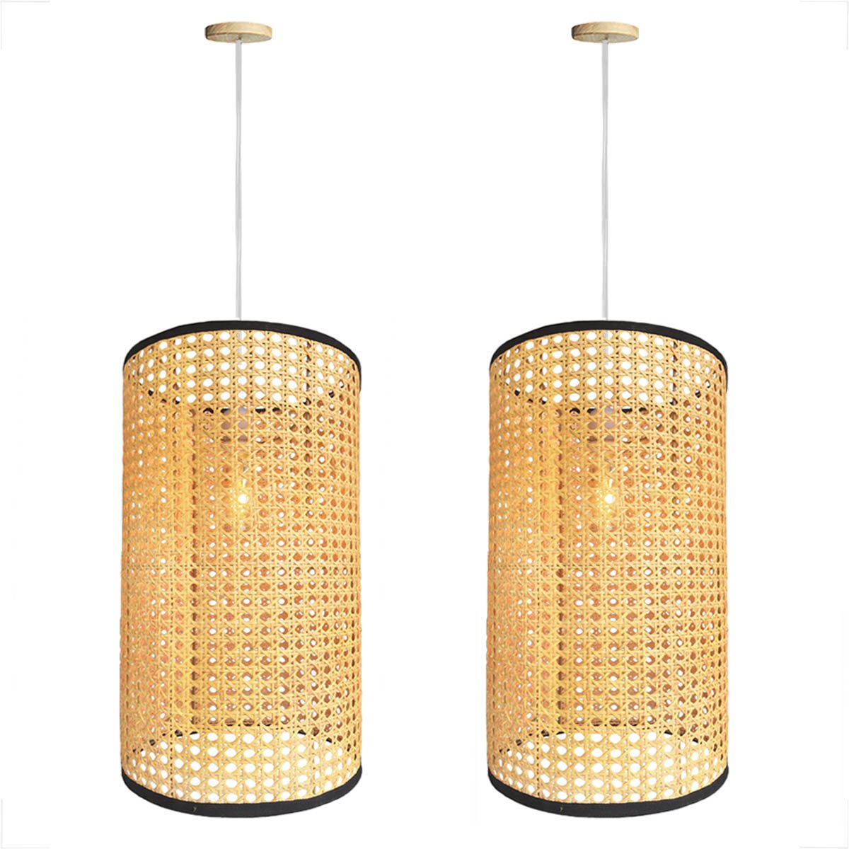 2 Pendente Fibra Natural Palha Tela Indiana Cabeceira Nat84 ...