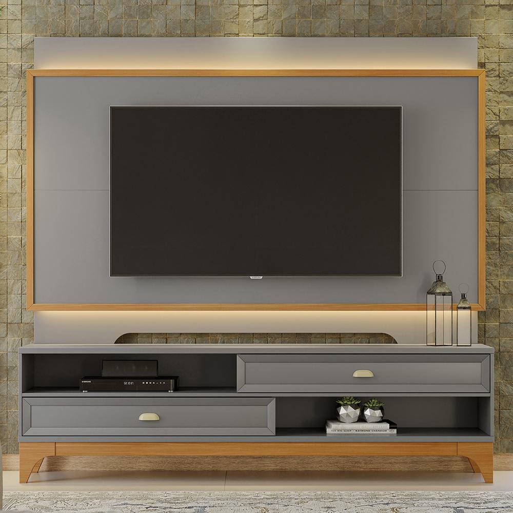 Rack Com Painel Michigan Para Tv Até 70 Polegadas Com Led Cinza / Tauari - Lukaliam Móveis ...