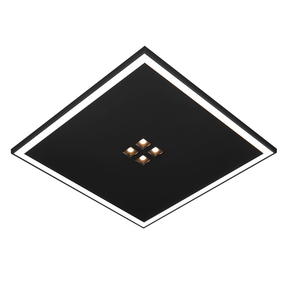 Plafon de Sobrepor Led 50x50cm 3000k Preto Pl2251 Sala | MadeiraMadeira