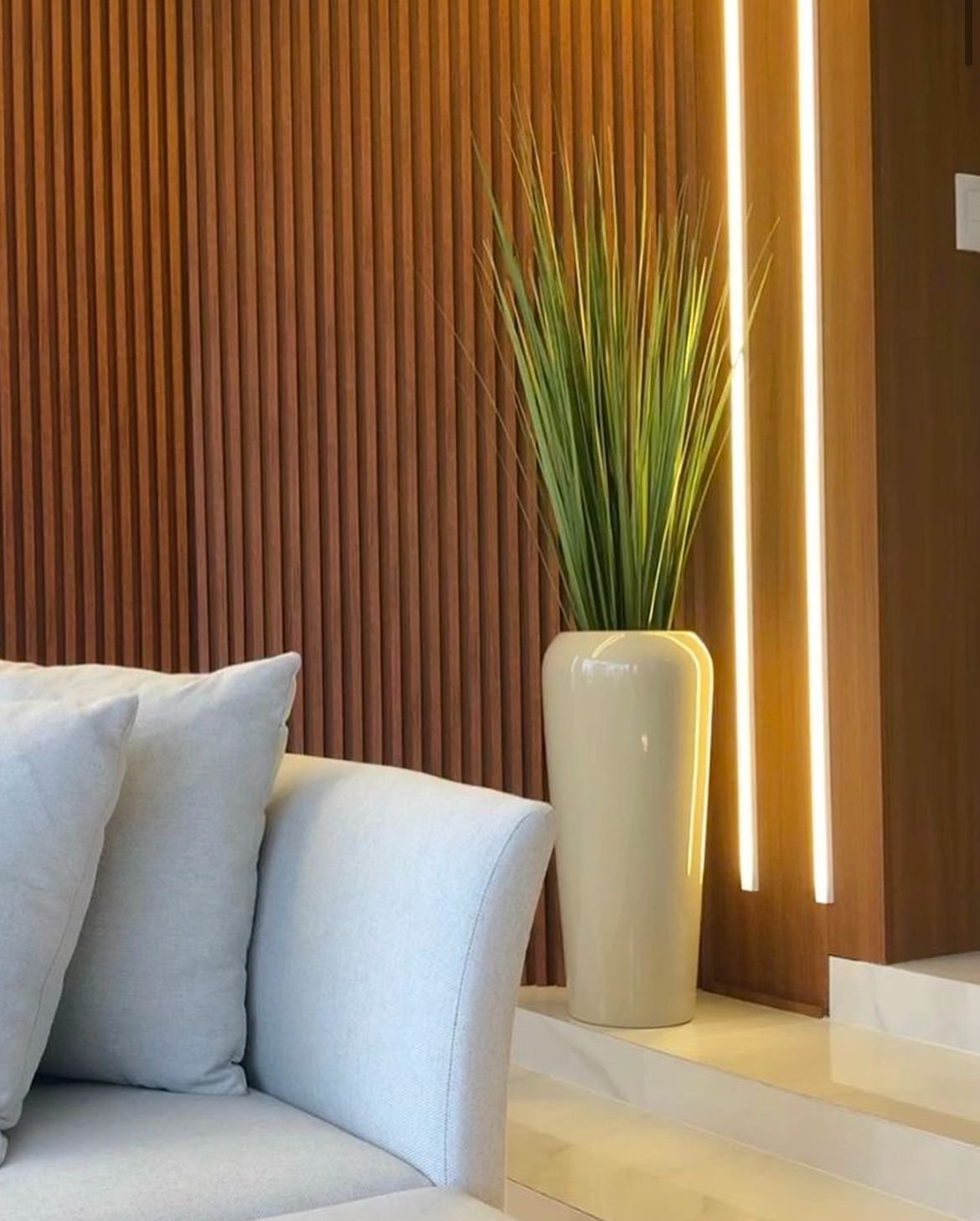 Vaso Decorativo Fibra de Vidro Florida P 65cm Areia | MadeiraMadeira