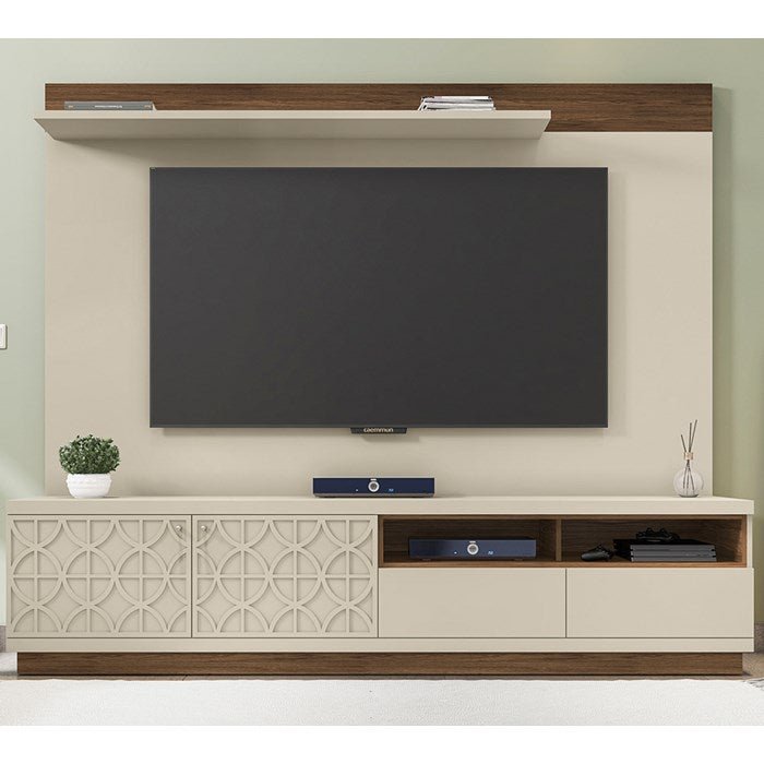 Bancada Renda e Painel Malha TV 55 Polegadas Off White Havana Caemmun ...