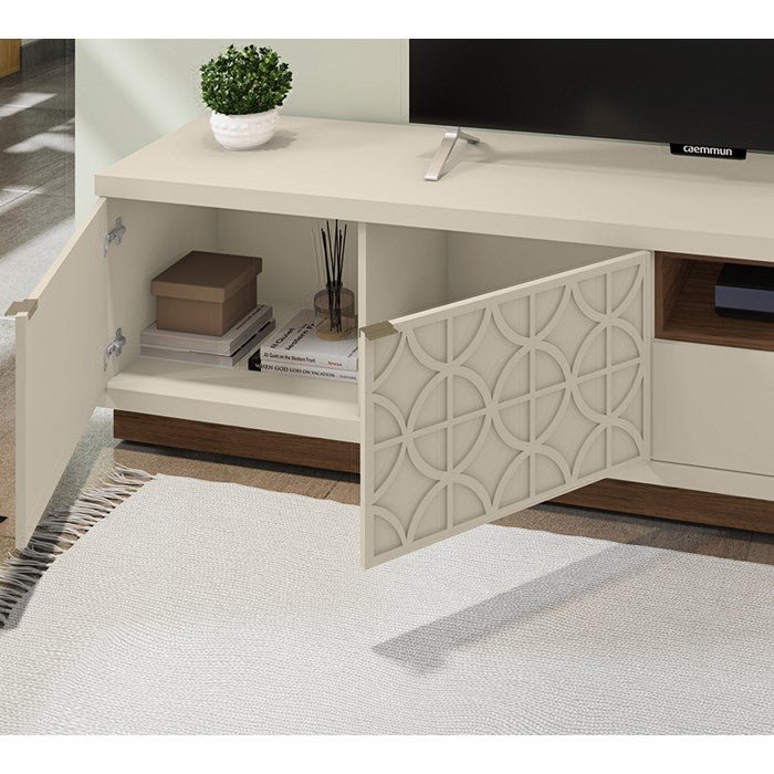 Bancada Renda e Painel Malha TV 55 Polegadas Off White Havana Caemmun ...