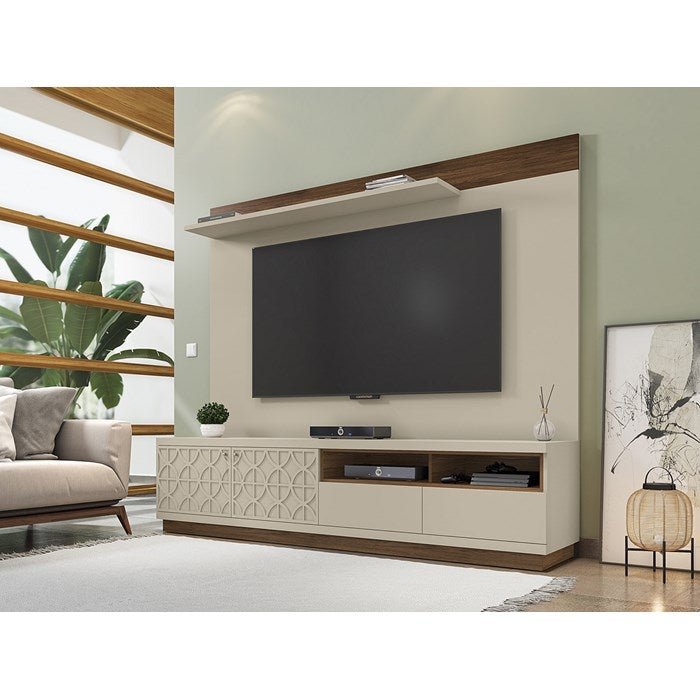 Bancada Renda e Painel Malha TV 55 Polegadas Off White Havana Caemmun ...