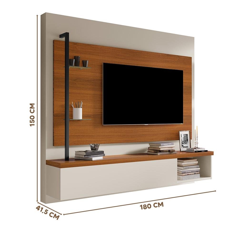 Painel de TV 55 Polegadas Estilo Industrial Carvalho Off White Galea ...