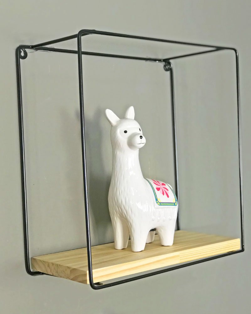 Nicho Mini Quadrado Natural e Preto | MadeiraMadeira