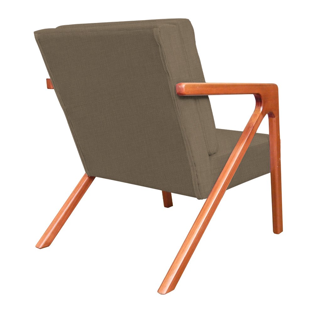 Poltona Luxo Monalisa Pés de Madeira Linho Cacau - Vallisa Decor ...