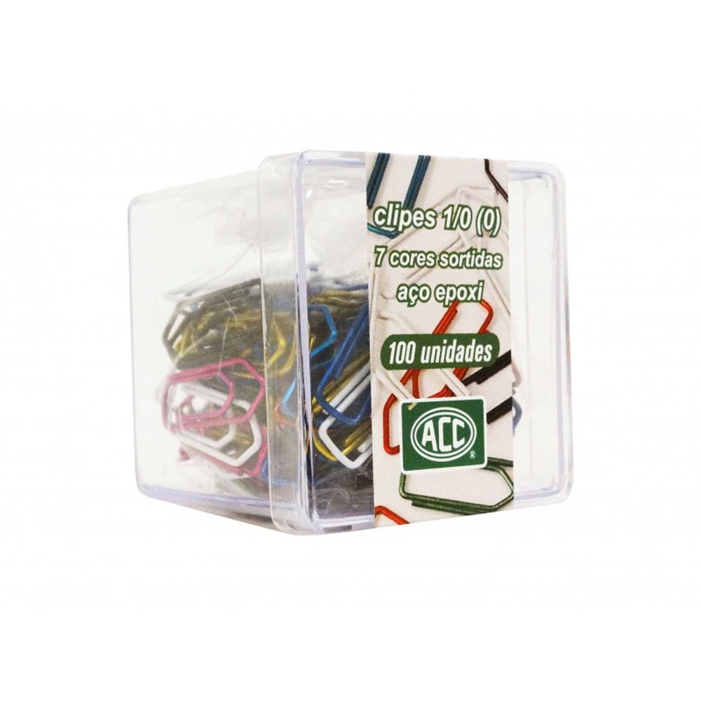 Caixa de Clips Nº 1/0 Epoxi Cores Sortidas 100 Unidades -acc ...