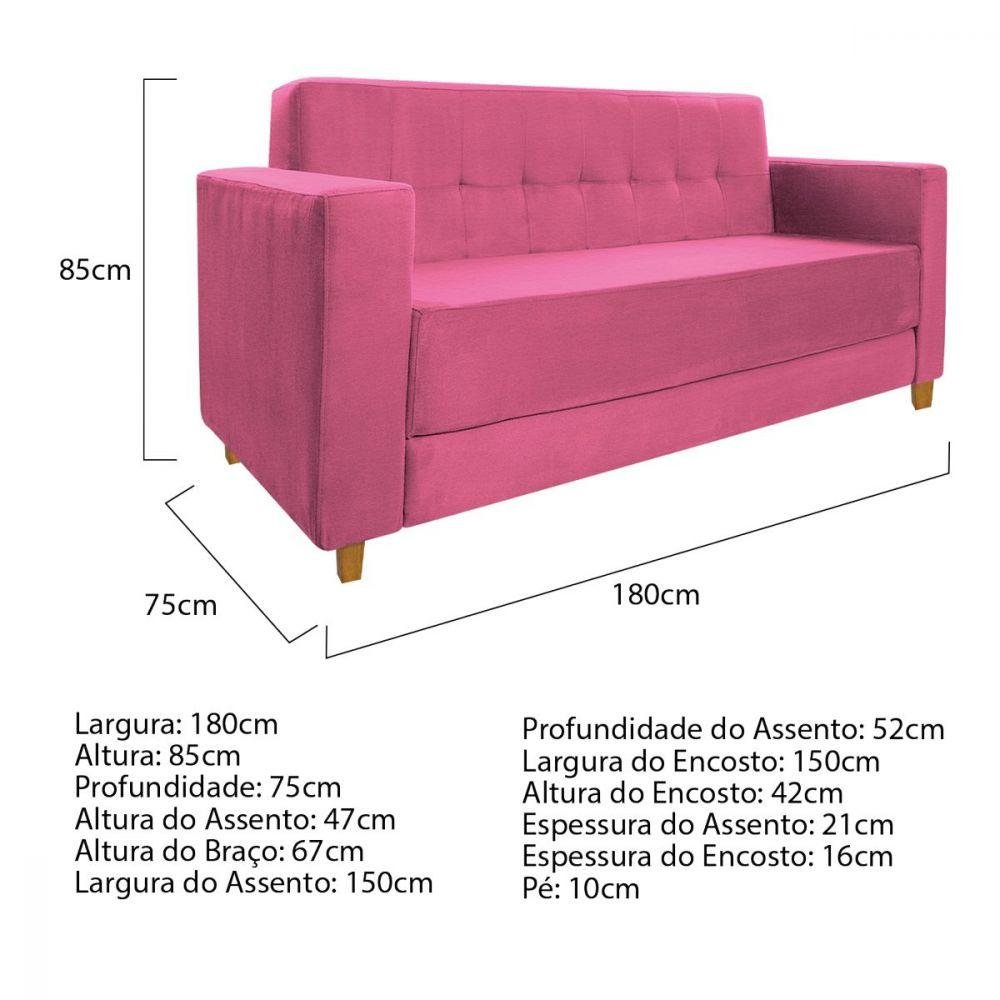 Kit Sofá 2 Lugares e Poltrona Denver Corano Pink | MadeiraMadeira