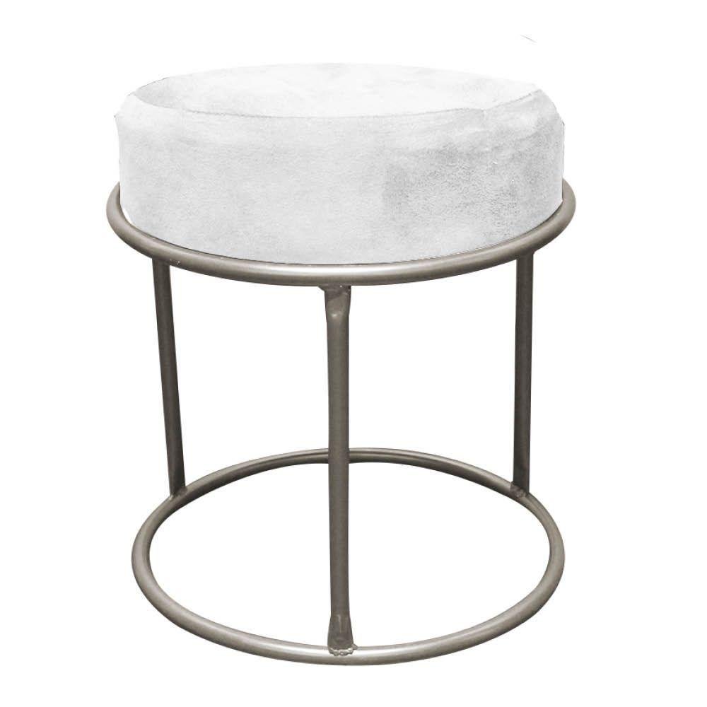 Kit 10 Puff Banqueta Garden Argola Ferro Prata Suede Branco ...