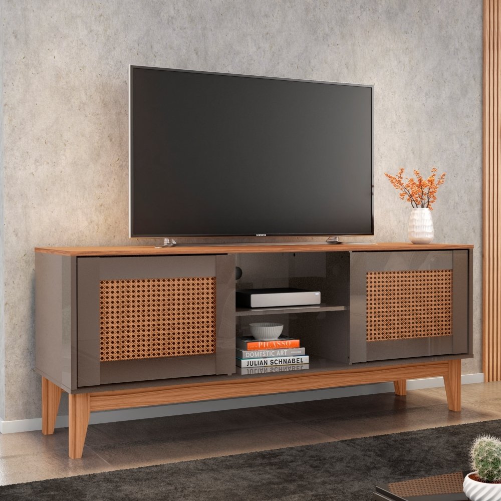 Rack para TV Diamond com Pintura Efeito Palha Cinza Noce | MadeiraMadeira