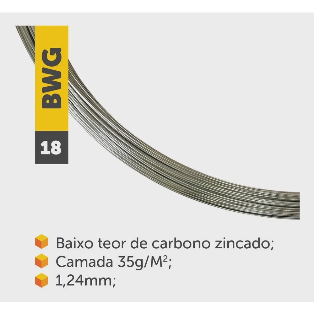 Arame Liso Galvanizado Bwg 18 Fio 1.24mm 1kg | MadeiraMadeira
