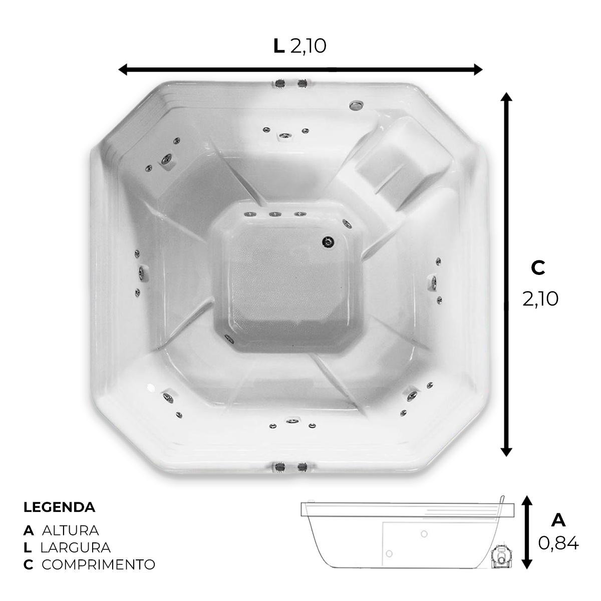 Spa Quadrado Harmonia com Hidro | MadeiraMadeira