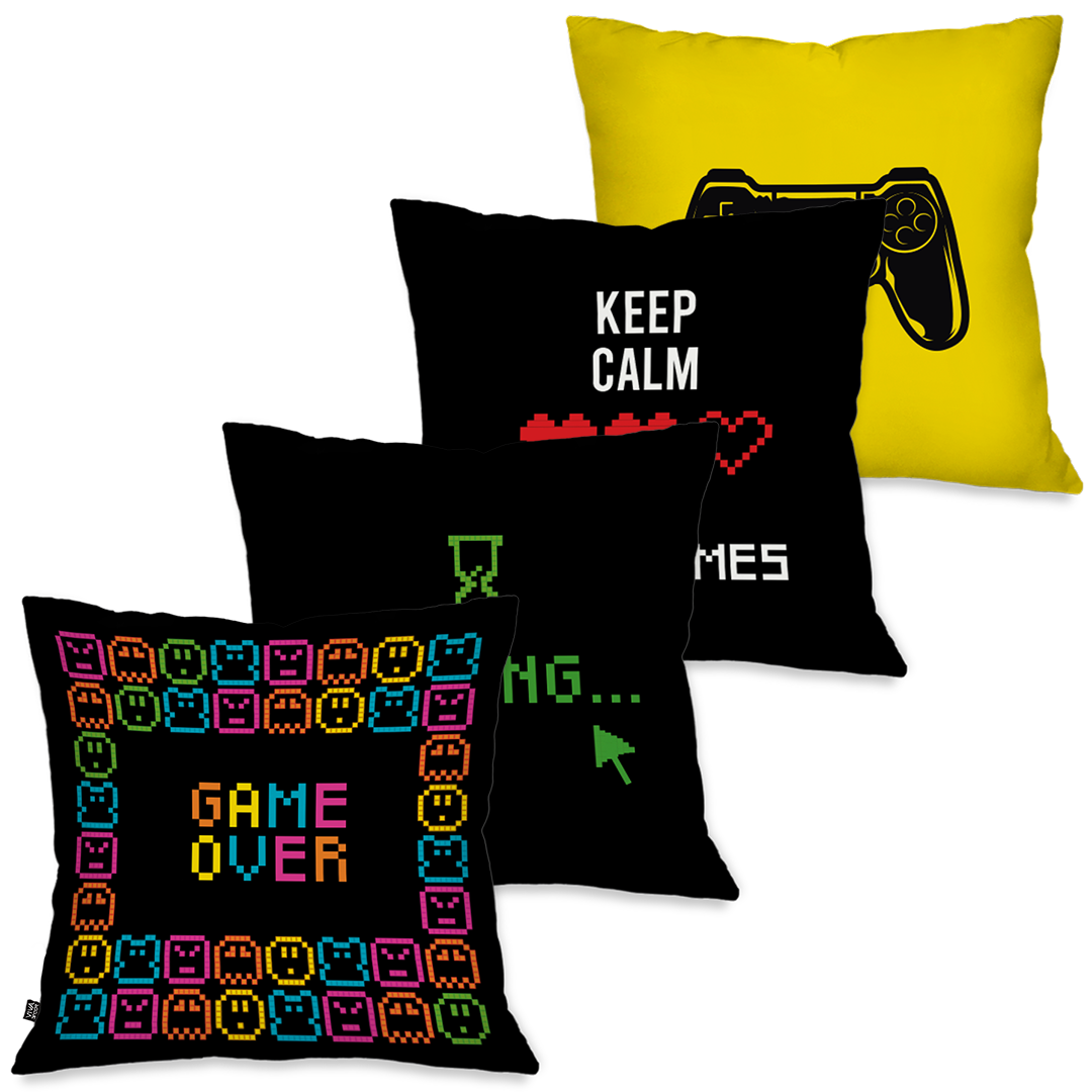 Kit com 4 Capas para Almofadas Decorativas Gamer | MadeiraMadeira