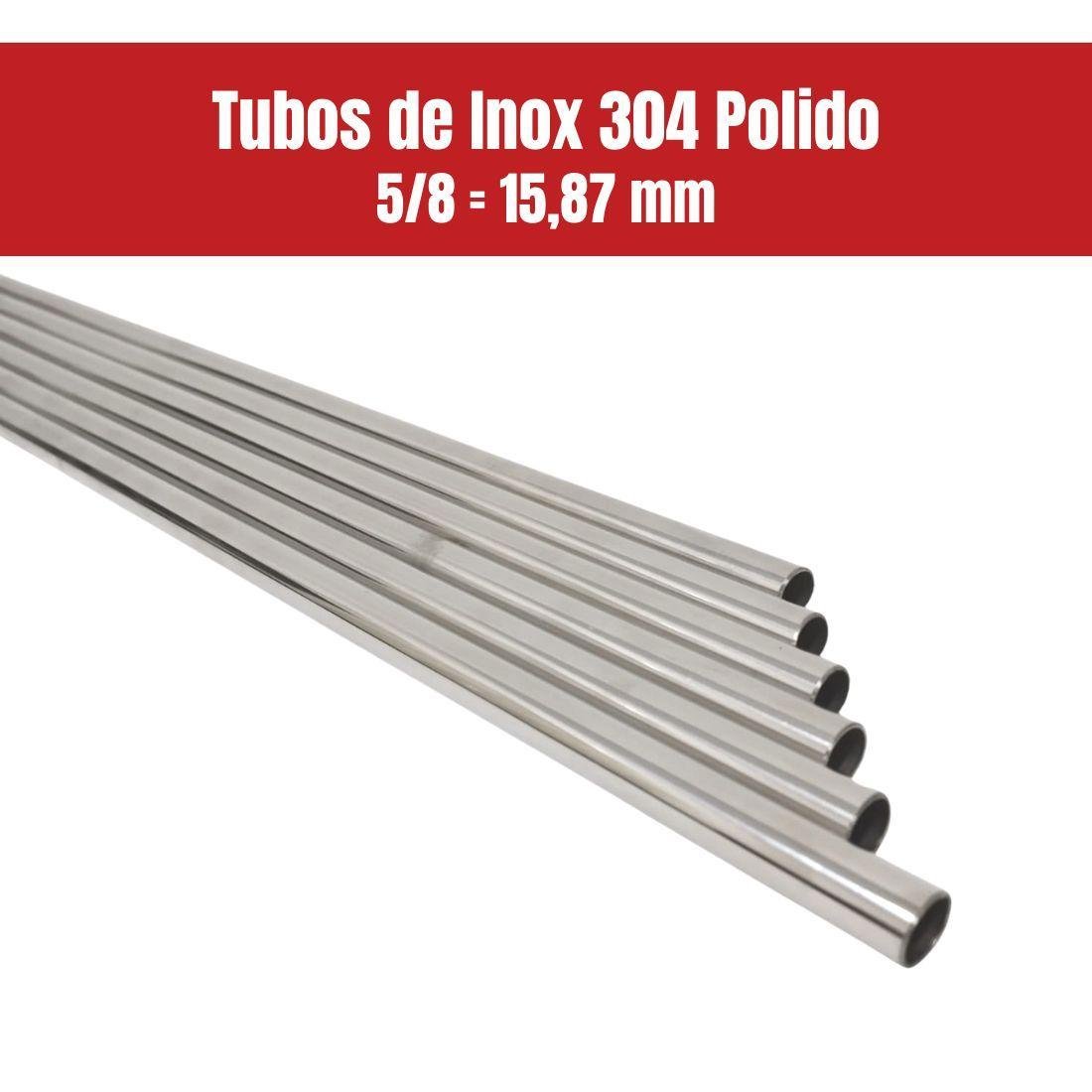 3 Tubo Inox Polido 5/8'' (15,87 Mm) Parede 1,2mm Barra 100cm | MadeiraMadeira