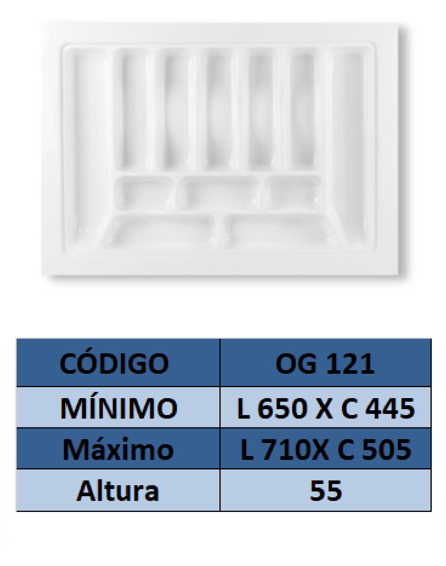 Organizador de talher ajustável Medidas máximas: 710mm X 505mm) OG-121 moldplast | MadeiraMadeira