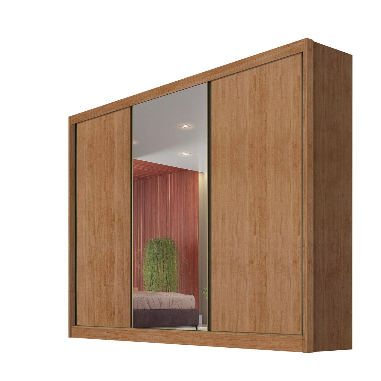 Guarda Roupa Casal com Espelho, 3 Portas e 8 Gavetas Sollo Plus Novo ...