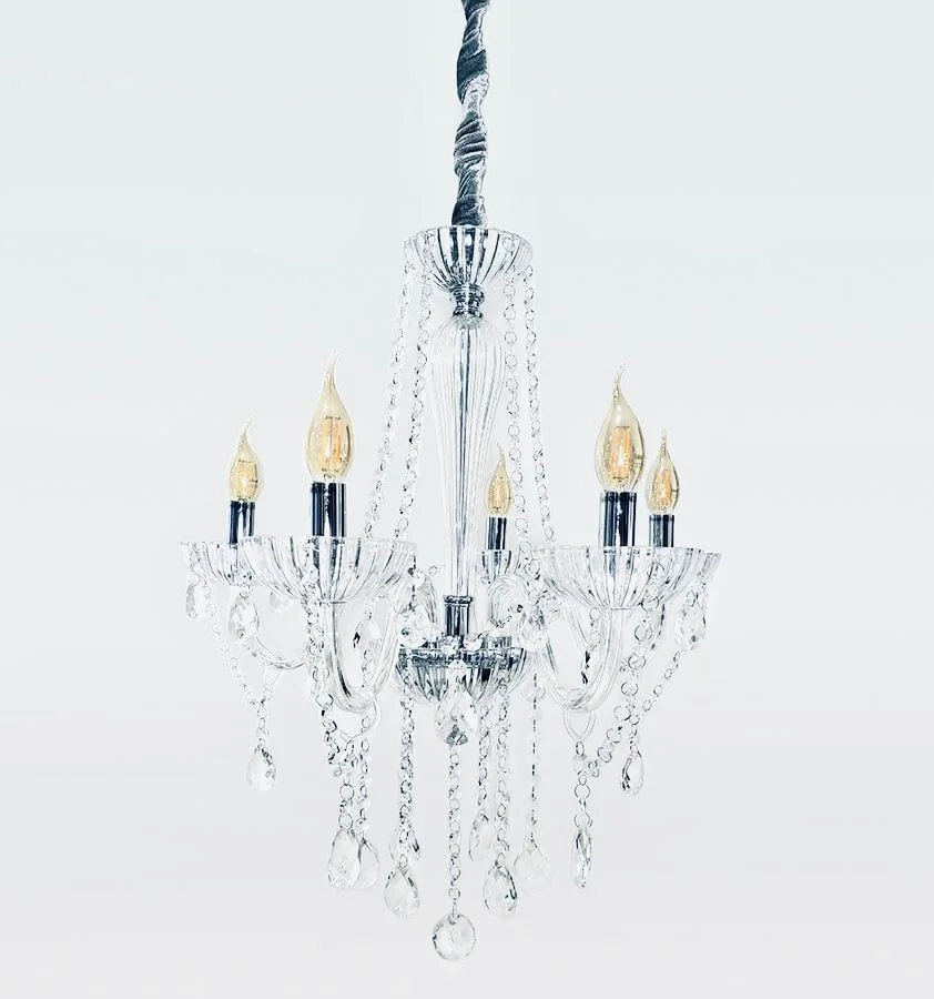 Lustre De Cristal Legítimo K9 5 Braços / Transparente / Maria Tereza ...