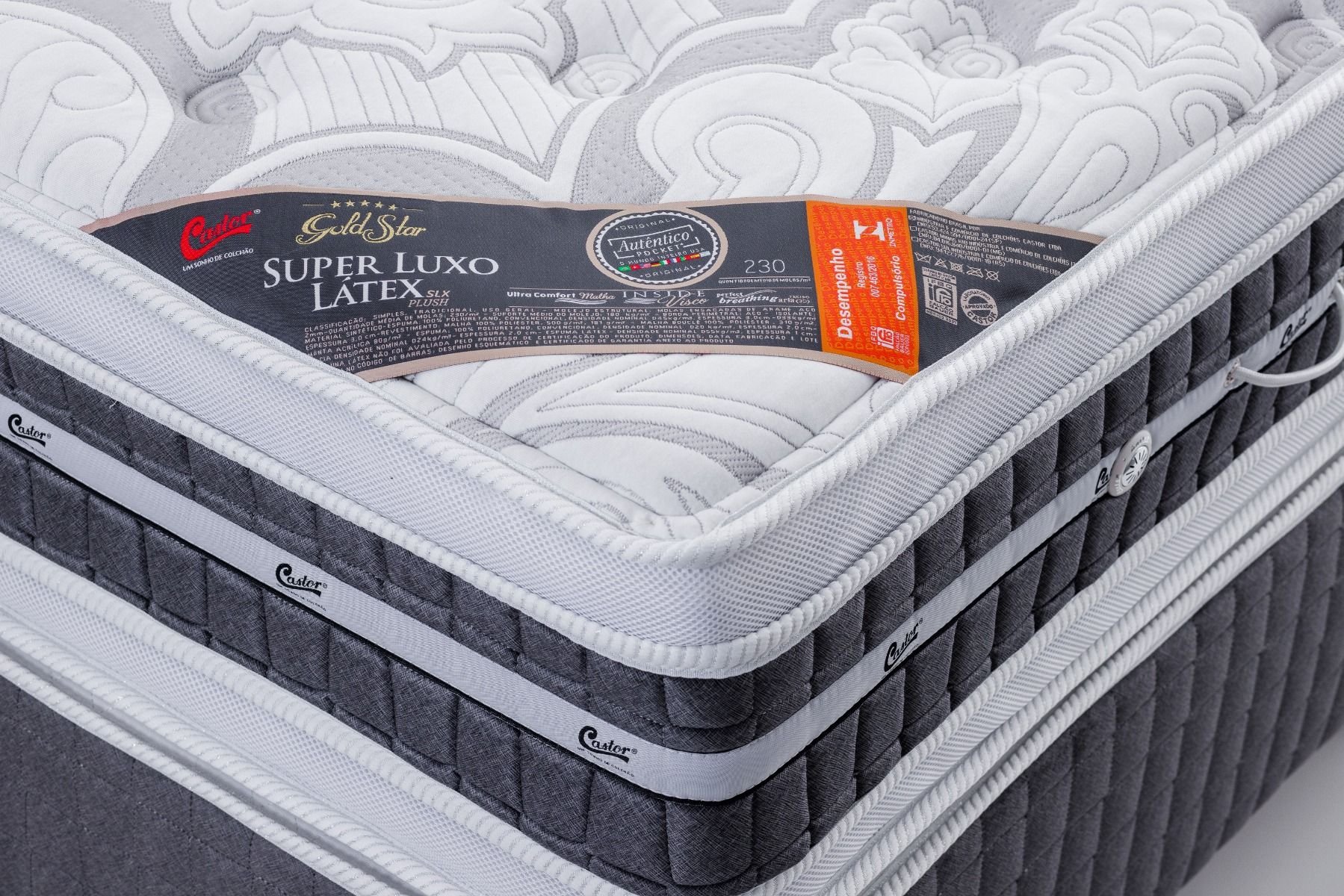 Cama Castor Casal Super Luxo Latex Plush Double Face 138x188x63 + Box ...