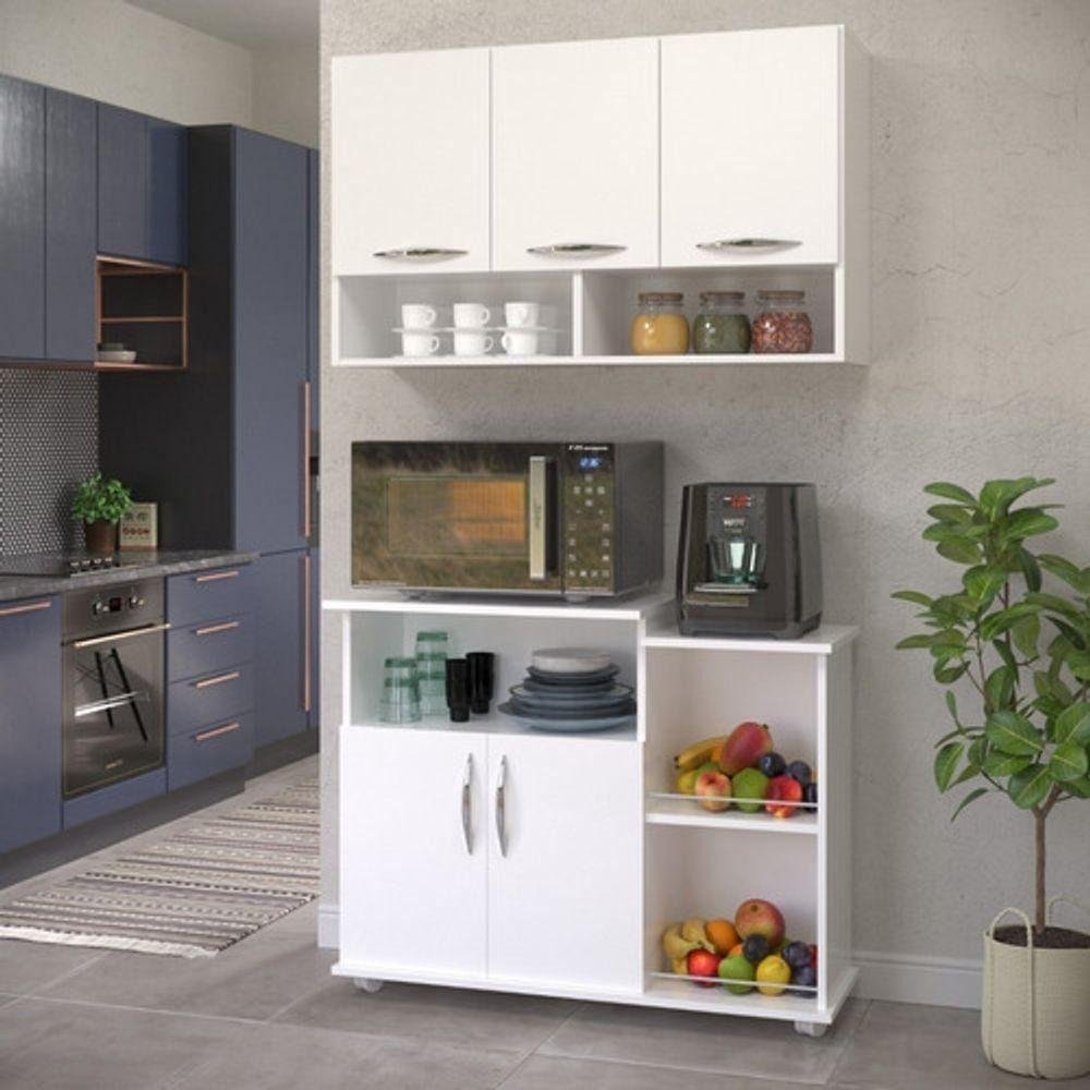 Armário + Balcão Suporte Para Banheiro Com Rodinha | MadeiraMadeira