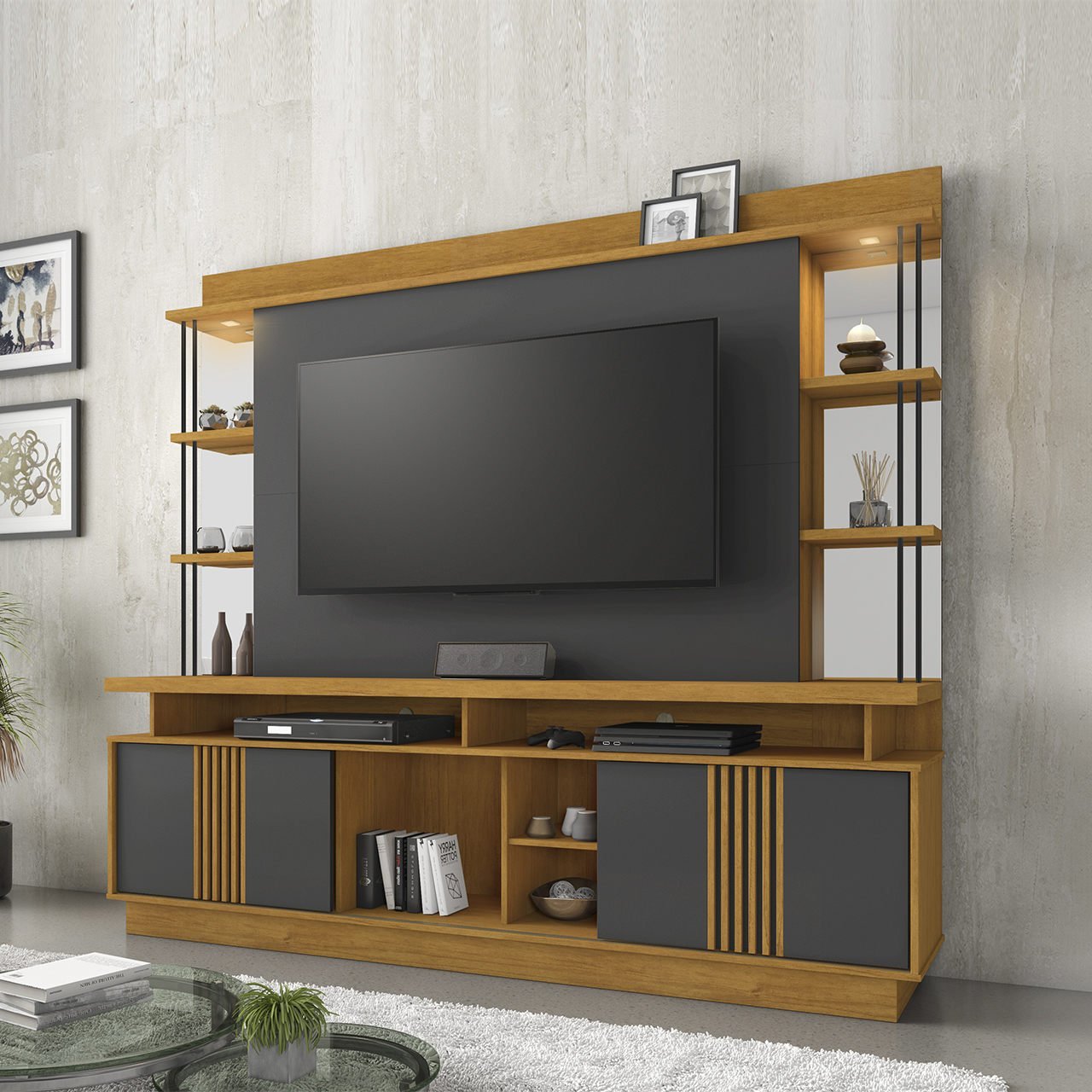 Home para TV de até 65 Polegadas Esplendor JCM Movelaria CINAMOMO FOSCO ...