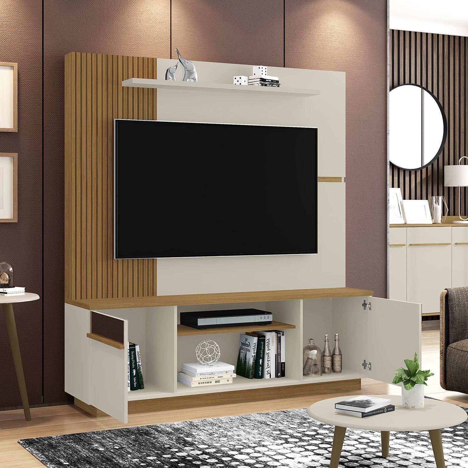 Estante Home para TV de 60 Polegadas com Espelhos Aruba Móveis Bechara | MadeiraMadeira