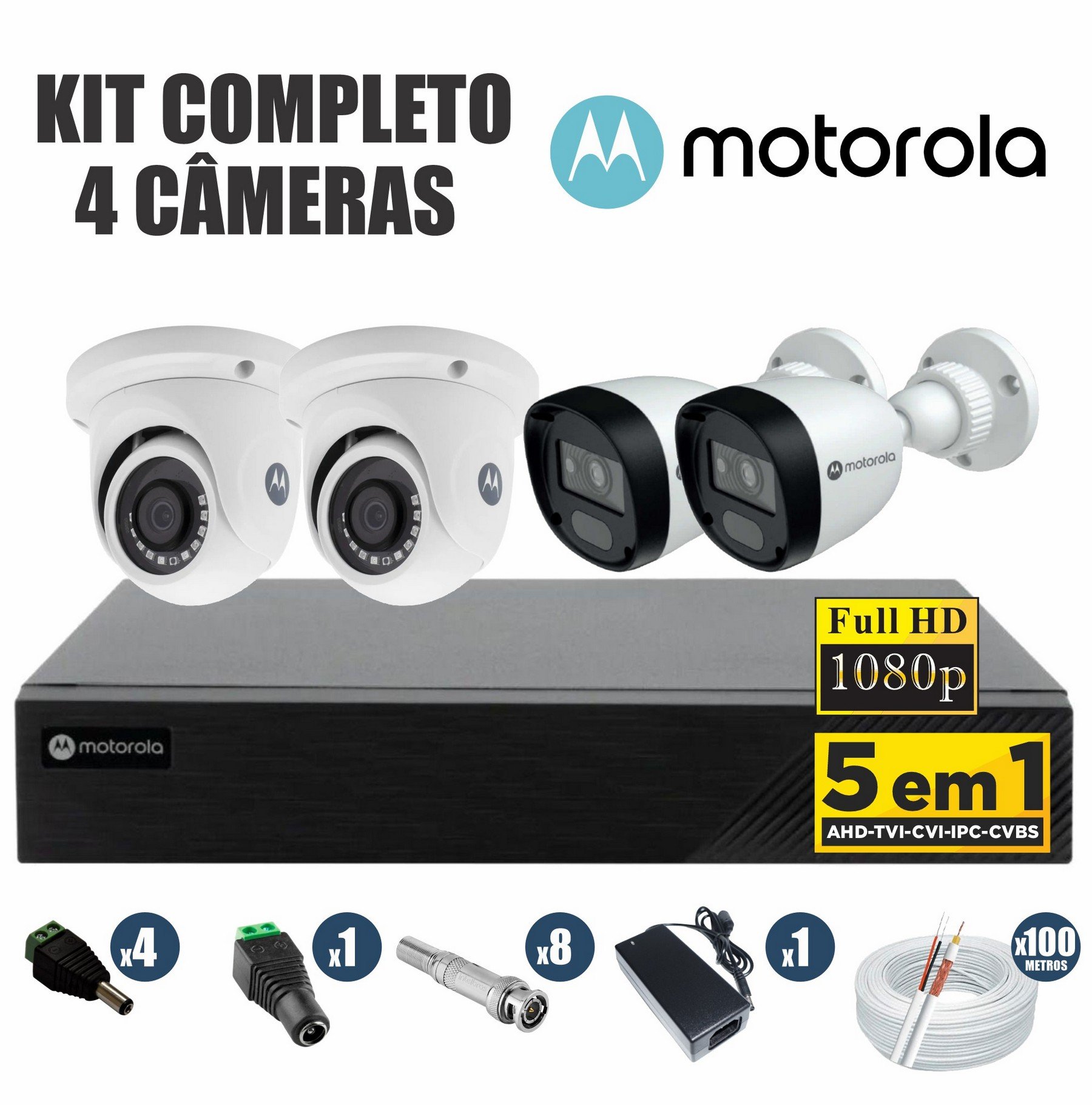 Kit CFTV Motorola Completo 4 Câmeras AHD 720p DVR 4 Canais | MadeiraMadeira
