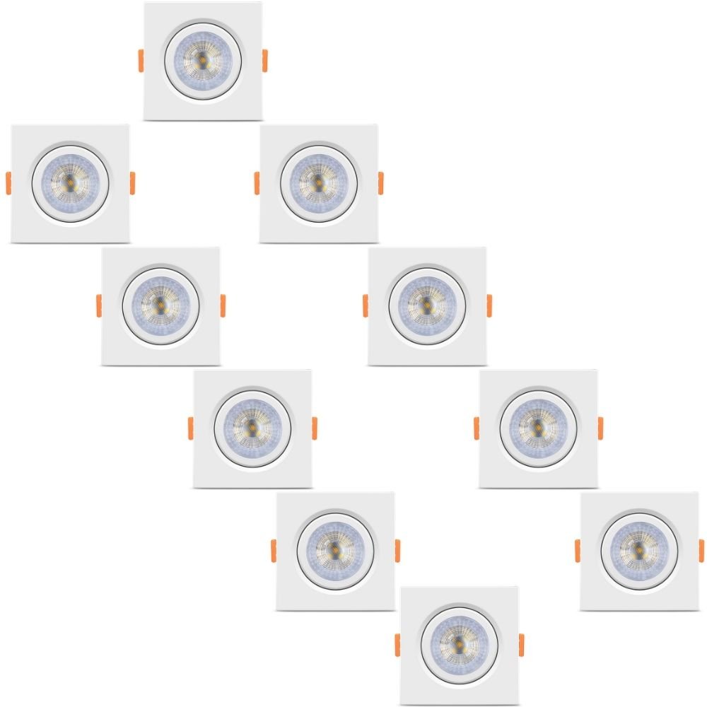 KIT 10 SPOT LED ELGIN LUMINÁRIA MR16 5W 3000K DIRECIONÁVEL QUADRADO ...