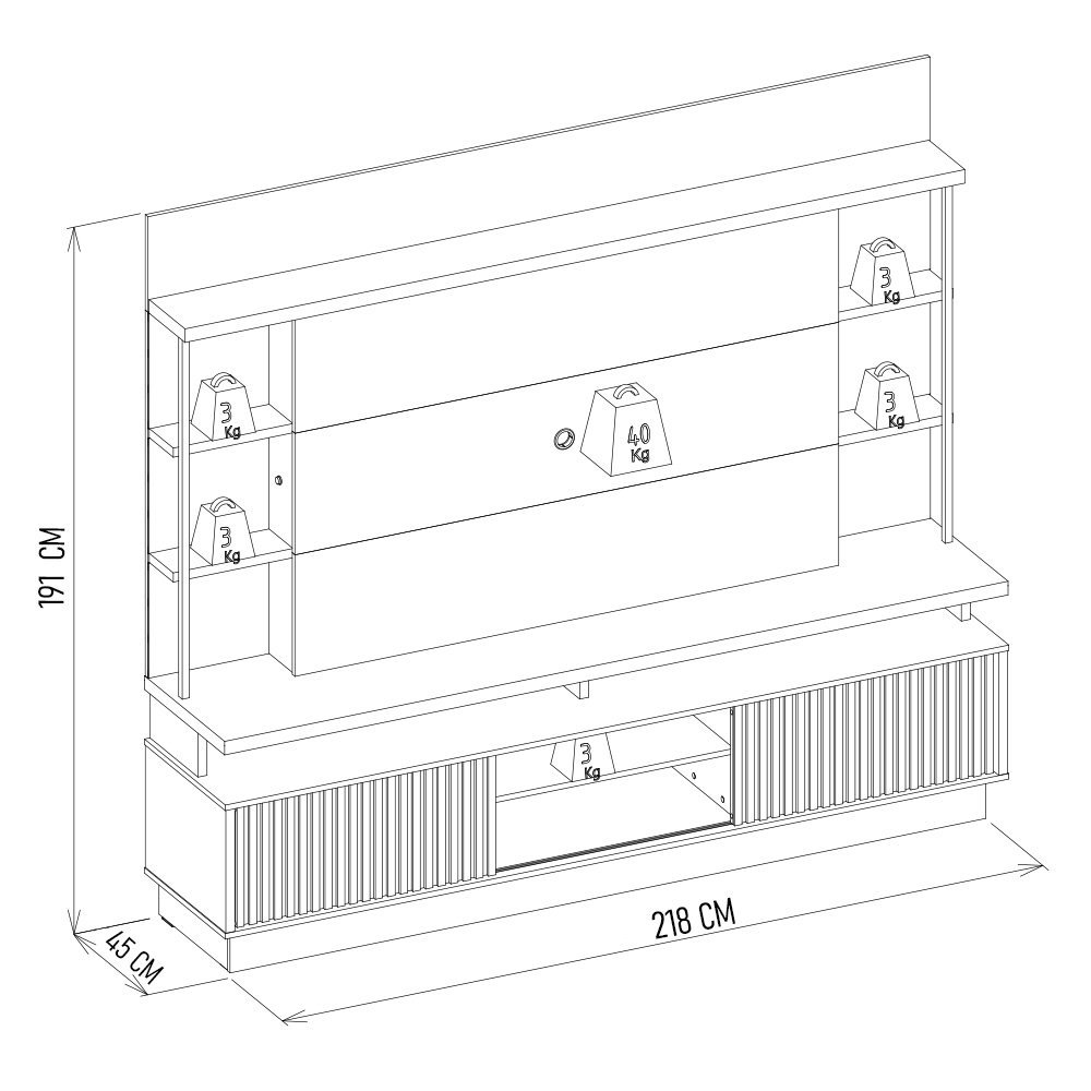 Estante Painel Para TV 60 Polegadas Com Espelho Bahia L06 Amêndoa/Cinza - Mpozenato | MadeiraMadeira