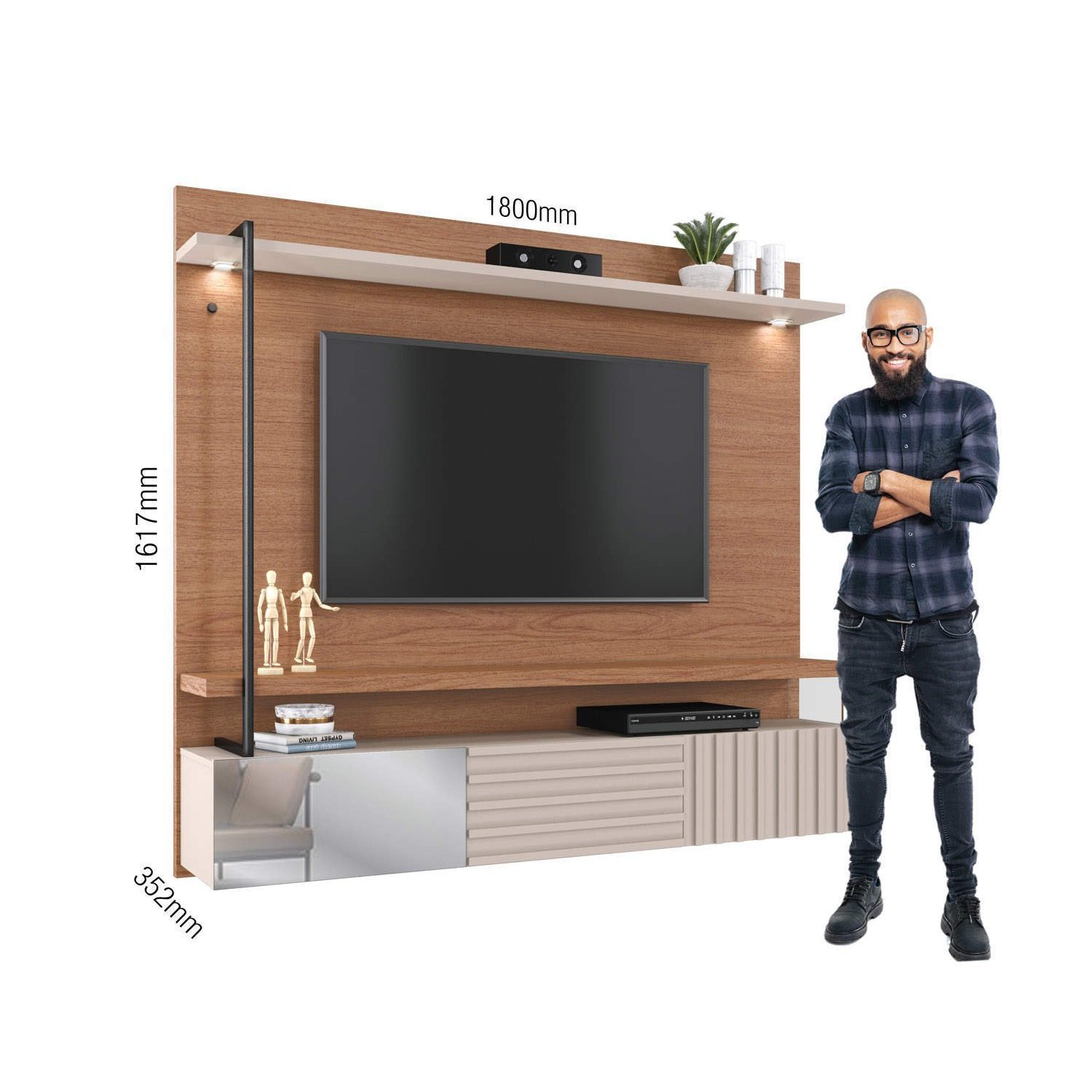 Painel Home para TV até 70 Polegadas com LED 2 Portas Basculante e ...