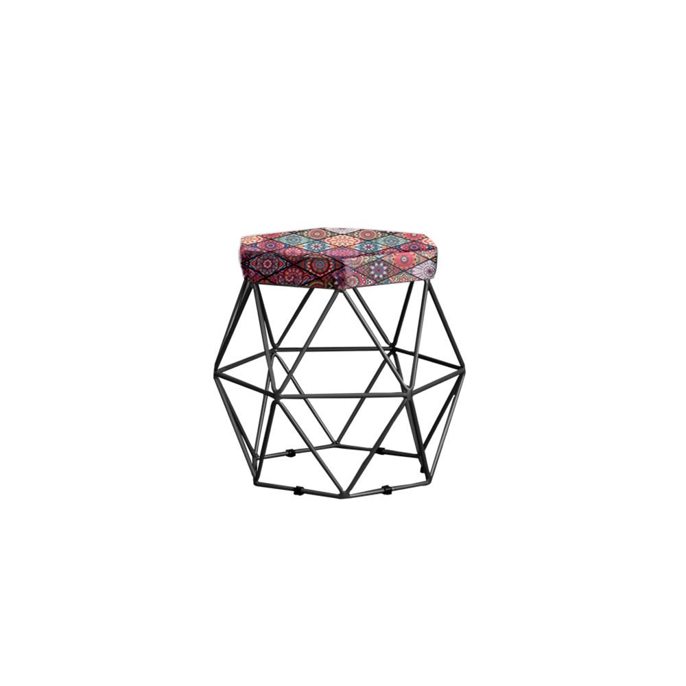 Puff Aramado Preto Onix Estampado - V&G Decor | MadeiraMadeira