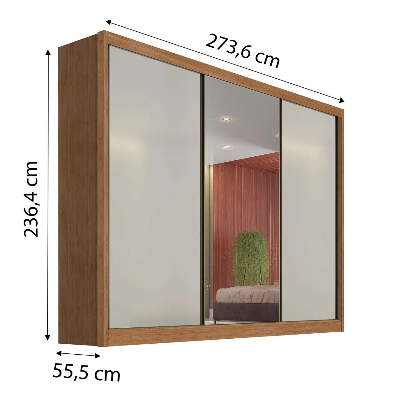 Guarda Roupa Casal com 03 Portas de Correr e 06 Gavetas Sollo Plus Novo ...