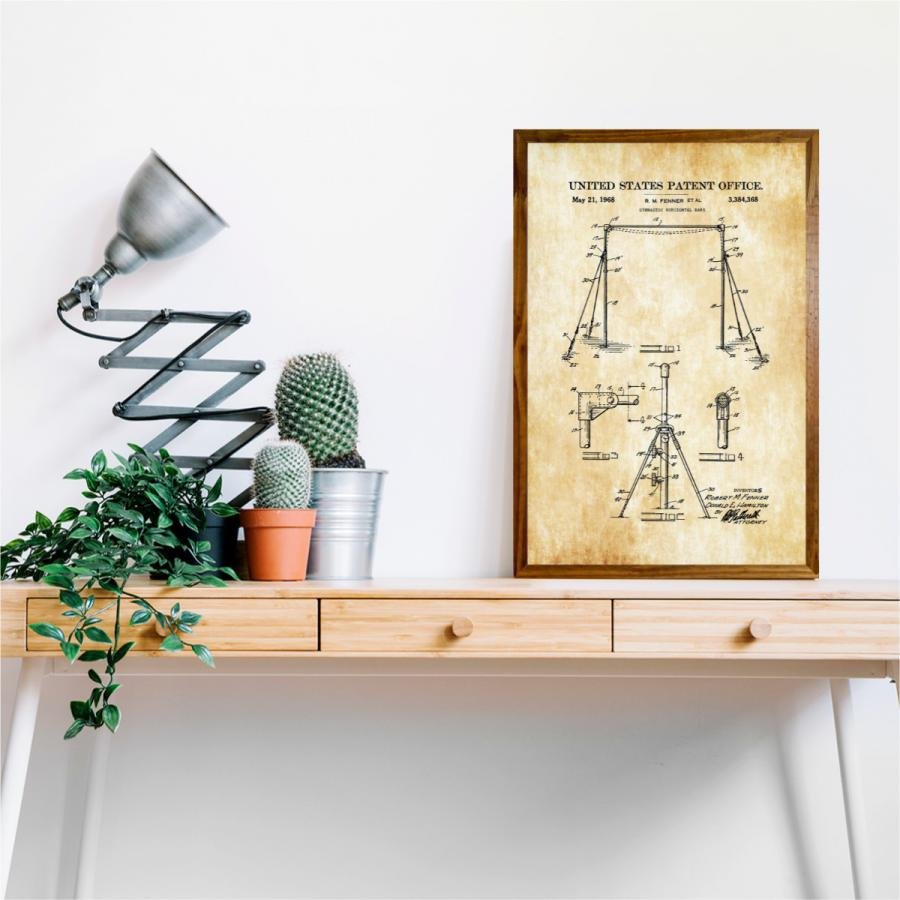 Quadros decorativos Patente vintage barras horizontais de ginástica ...