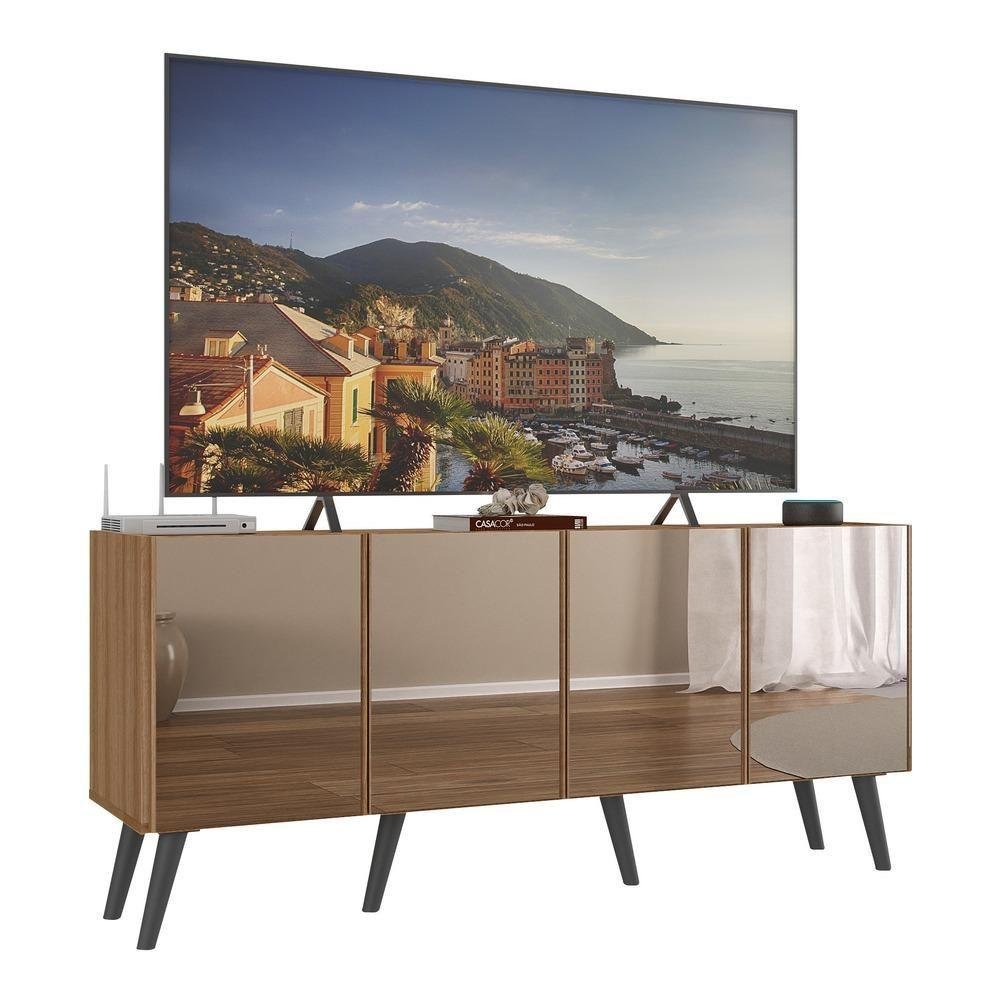 Rack Tv até 50 Polegadas Retrô com Espelhos Mp1082 Rustic Preto | MadeiraMadeira