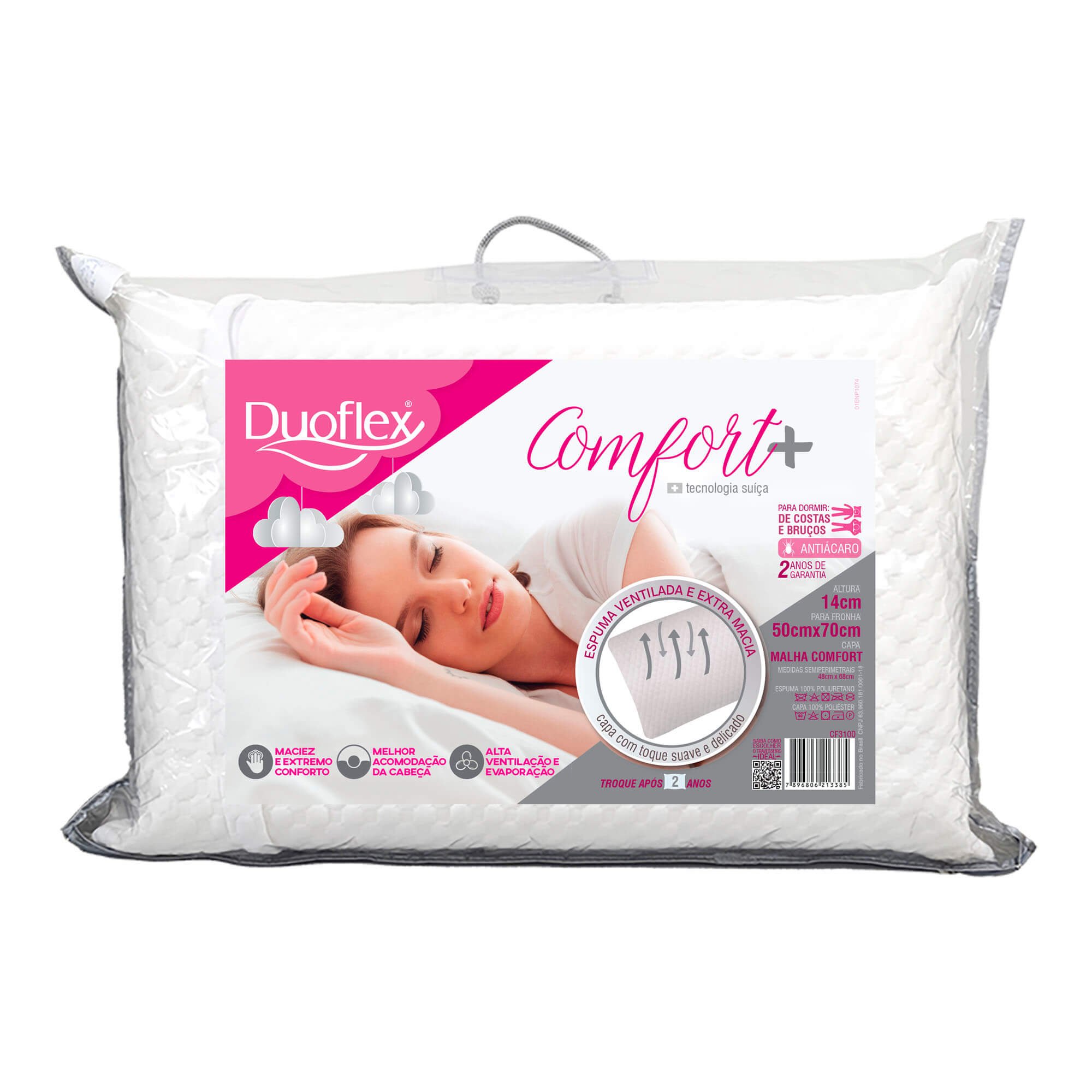 Travesseiro Duoflex Comfort+, Macio, 50 x 70 x 14 cm | MadeiraMadeira Travesseiro Duoflex Comfort+, Macio, 50 x 70 x 14 cm | MadeiraMadeira