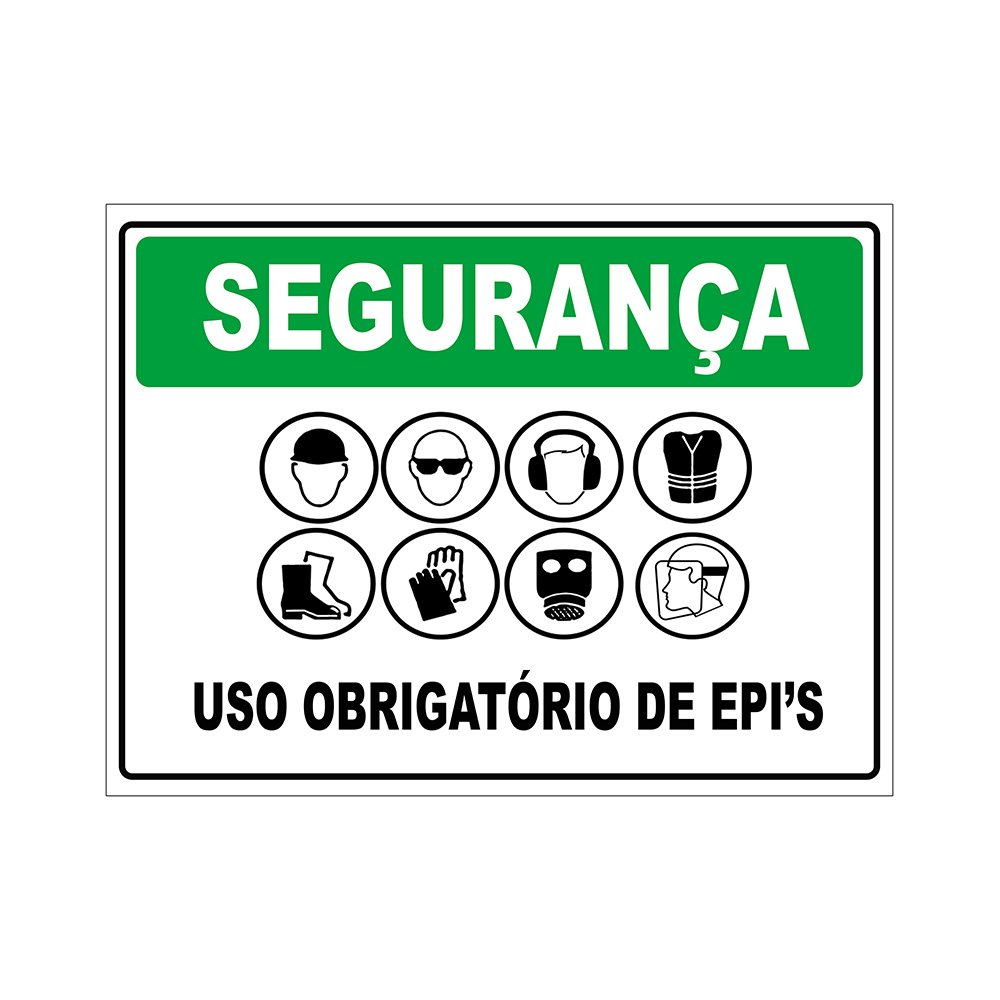 Placa Epi - Uso Obrigatório Segurança Sinalização 20x30cm Tacolado 03 ...