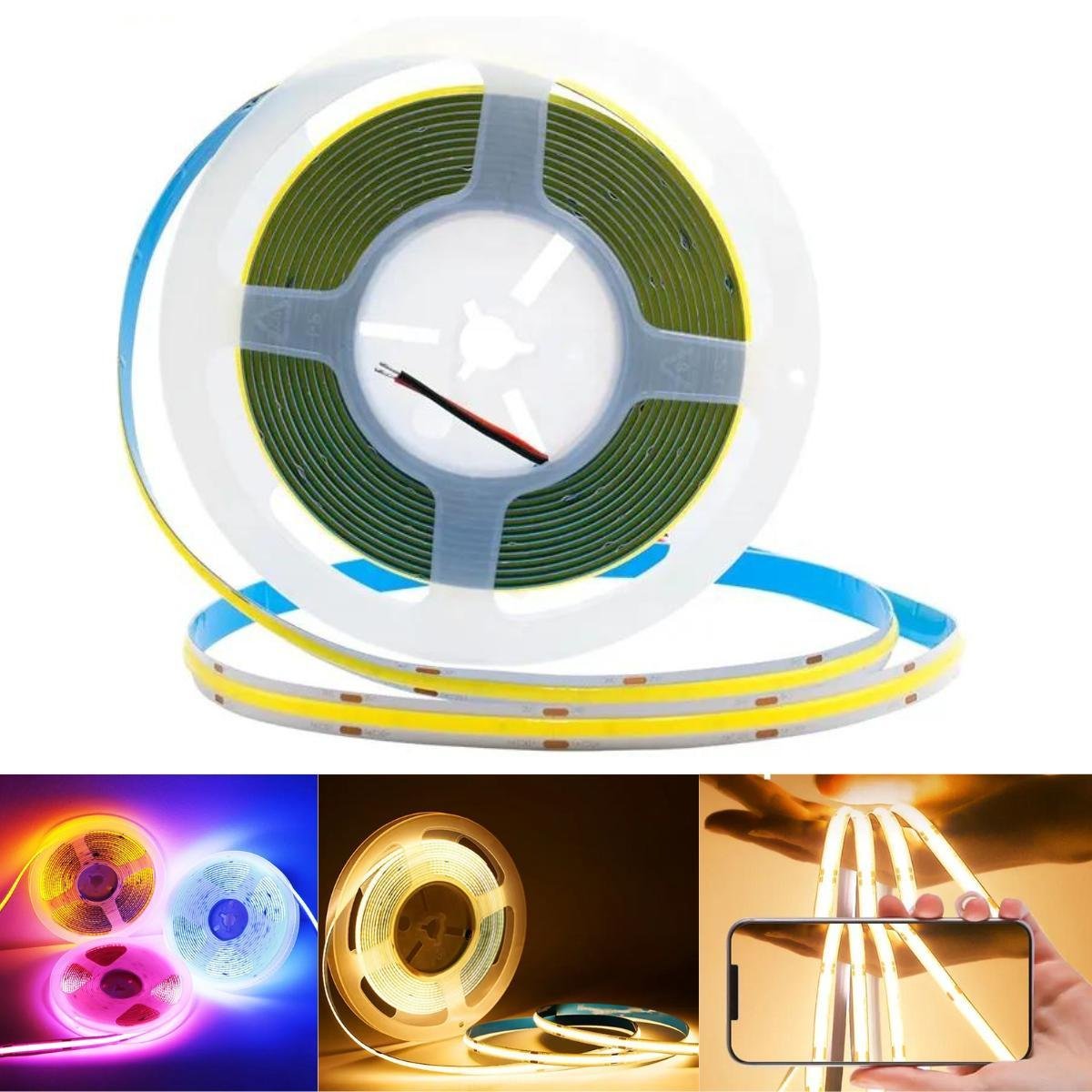 Fita de Led Cob Luz Linear Tira Flexível Adesiva de 5m 12v | MadeiraMadeira