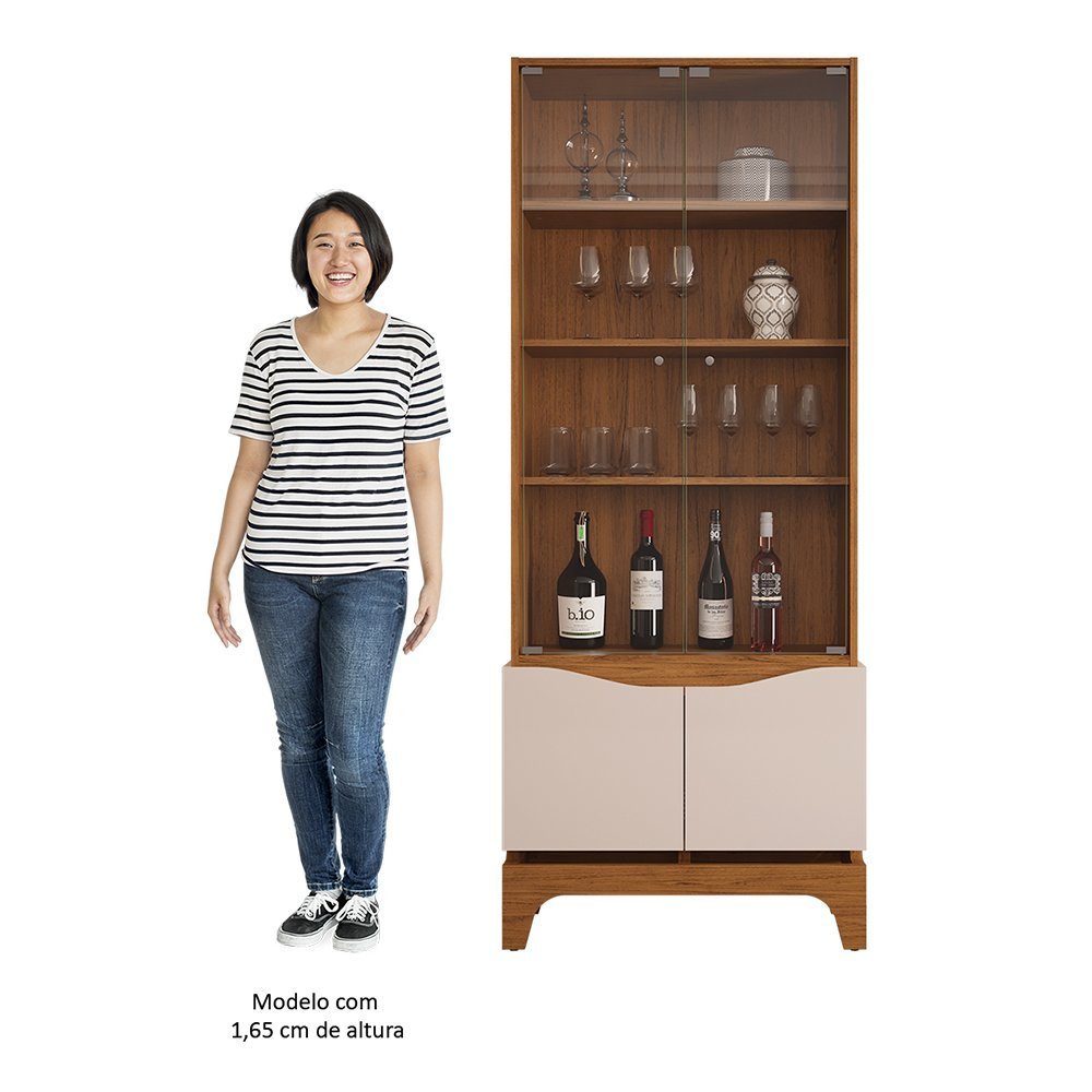 Cristaleira para Sala de Jantar 4 Portas 74cm Alice D04 Freijó/off ...