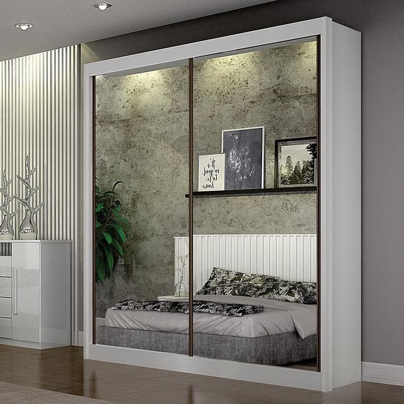 Guarda Roupa 2 Portas 2 Espelhos São Paulo Gold Branco – Leifer Móveis ...