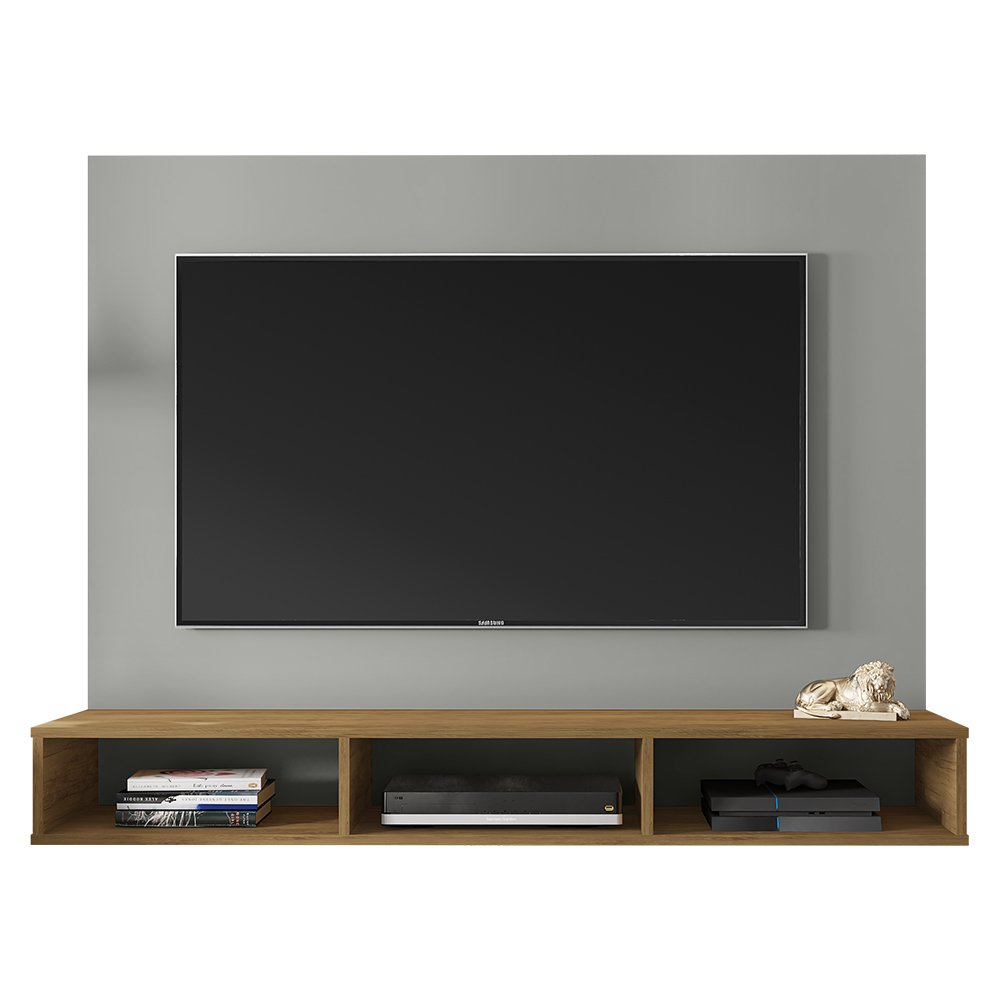 Painel Suspenso Channel 55 Polegadas L01 Concreto/Freijó | MadeiraMadeira