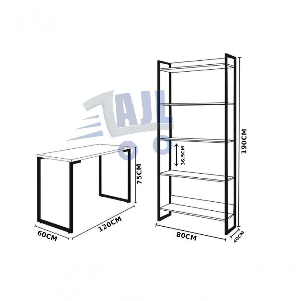 Conjunto Industrial Mesa + Estante Organizadora | MadeiraMadeira
