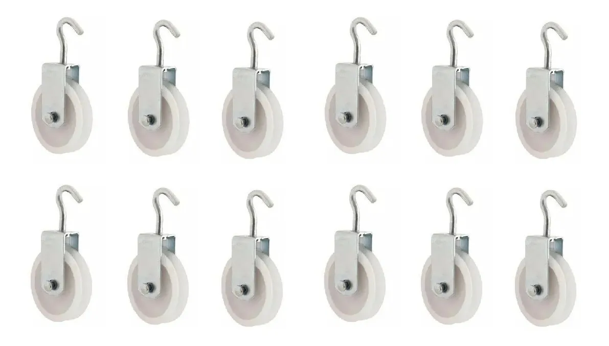 KIT 12 ROLDANA PLASTICA NYLON PARA VARAL 8cm COM GANCHO REFORÇADA ...