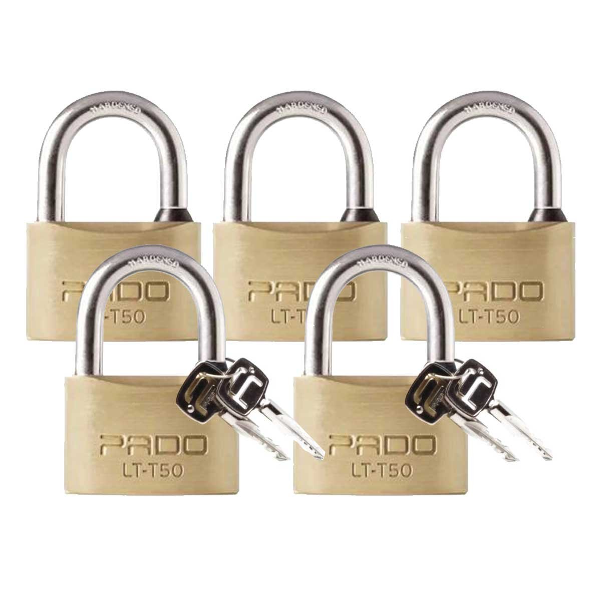 Kit 5und Cadeado Pado Em Latão Tetra Sm Lt-50mm | MadeiraMadeira