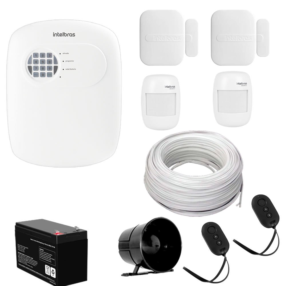 Kit Alarme Intelbras Com 4 Sensores Discagem e Função Panico ...