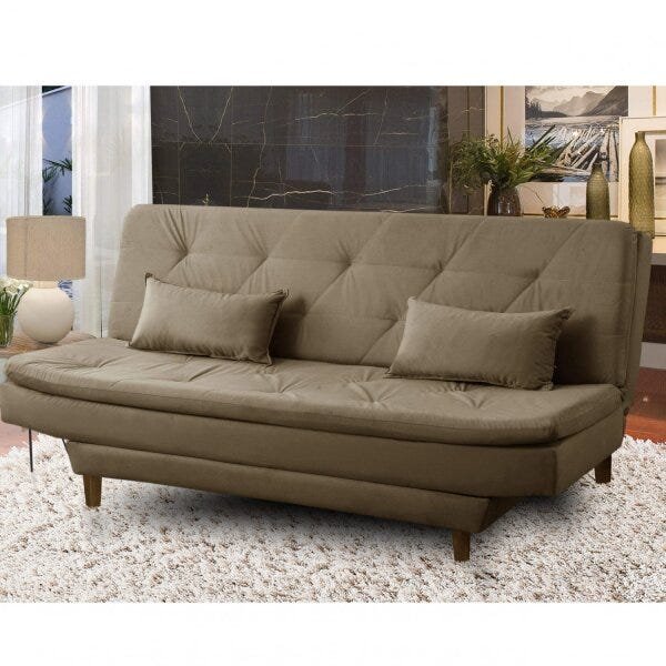 Sofá Cama Suede Aveludado 3 Lugares Dallas Konfort Móveis | MadeiraMadeira