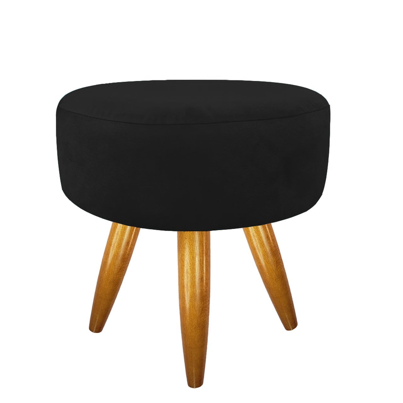 Puff Banqueta Redondo Para Sala Quarto Penteadeira Preto | MadeiraMadeira