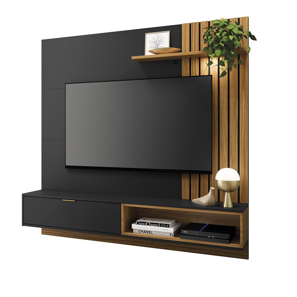 Home Suspenso Paolo 1.6 Ripado com Prateleira para TV 60 Polegadas Noce ...